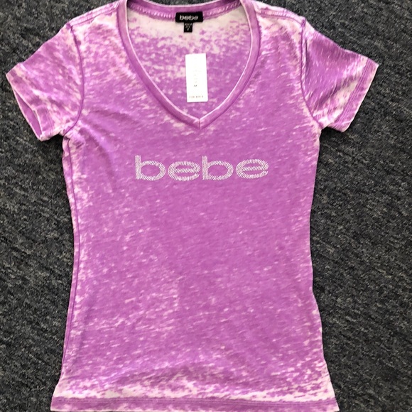 bebe | Tops | Bebe Burnout Purple Vneck Tee Shirt Size M Nwt | Poshmark